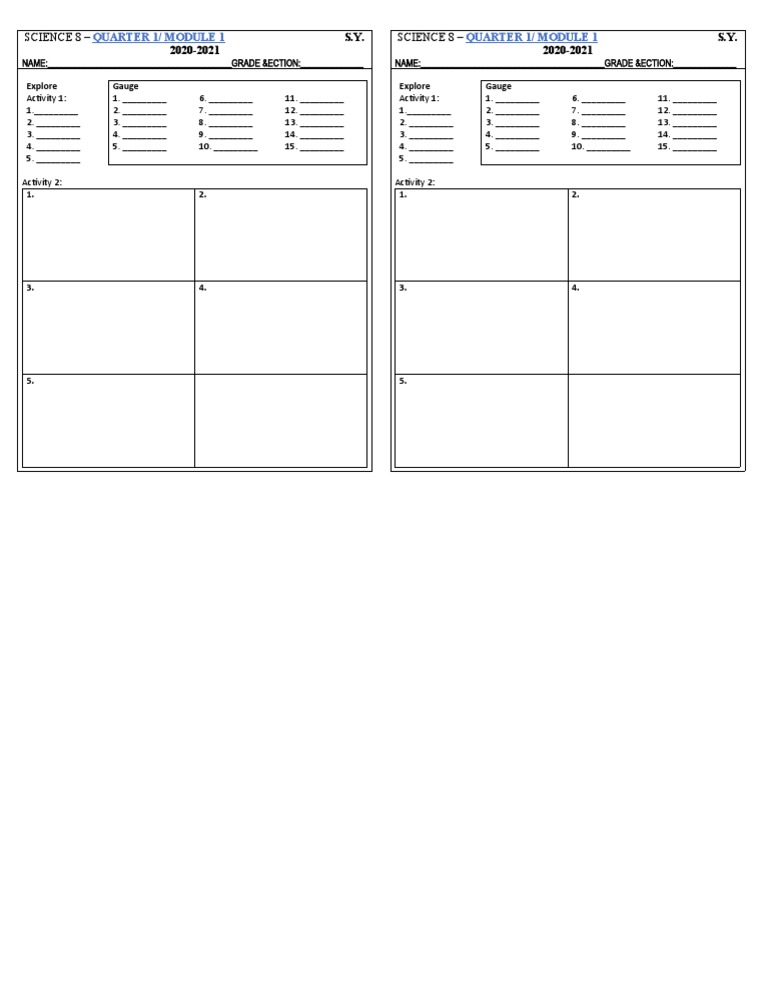 SCIENCE 8 Answer Sheet | PDF