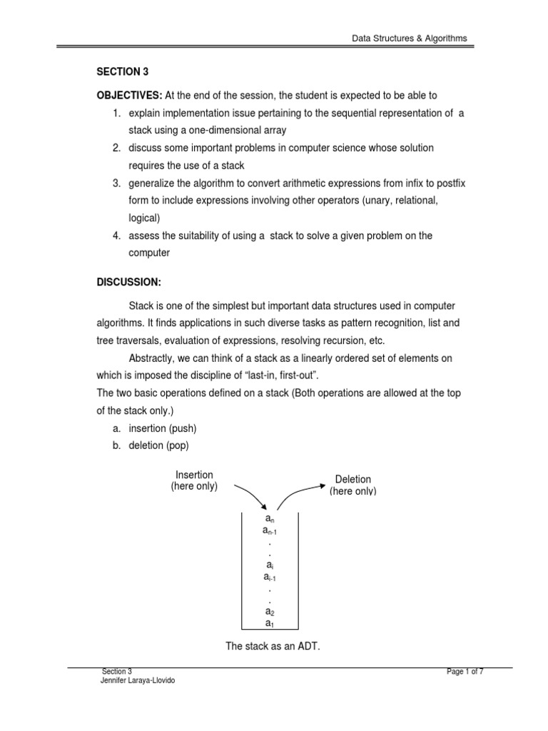 Section 3 OBJECTIVES: at The End of The Session, The Student Is ...