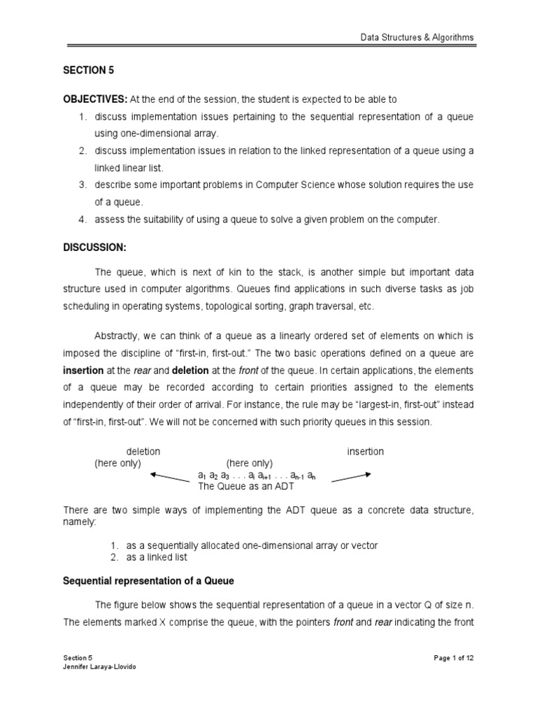 Section 5: Data Structures & Algorithms | PDF | Queue (Abstract Data ...