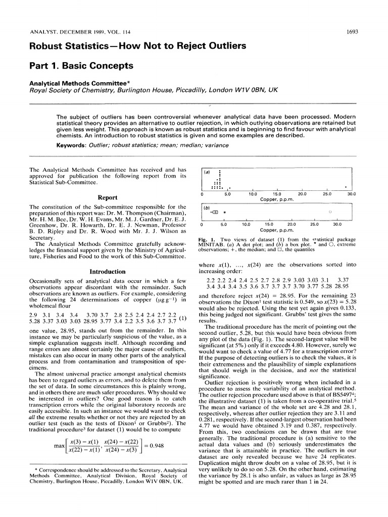 Robust Statistics - How Not To Reject Outliers | PDF | Errors And ...