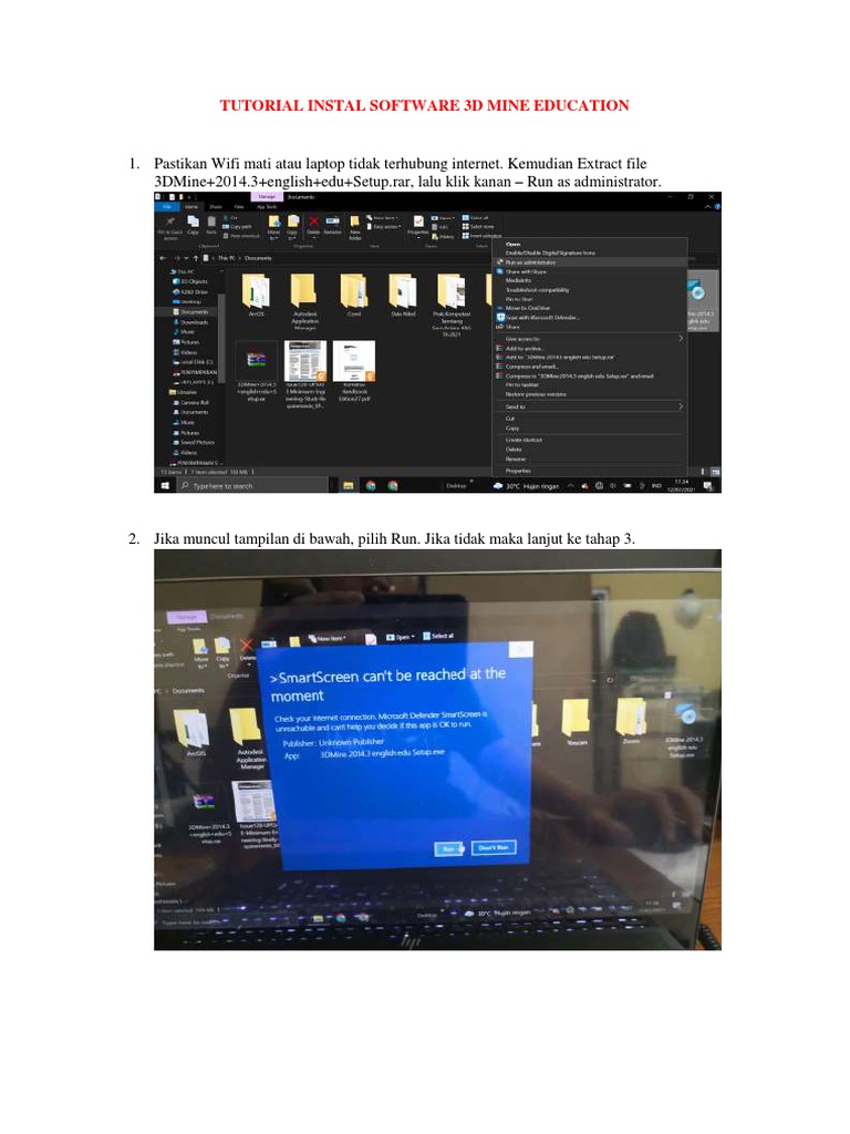 Tutorial Instal Software 3d Mine Education | PDF