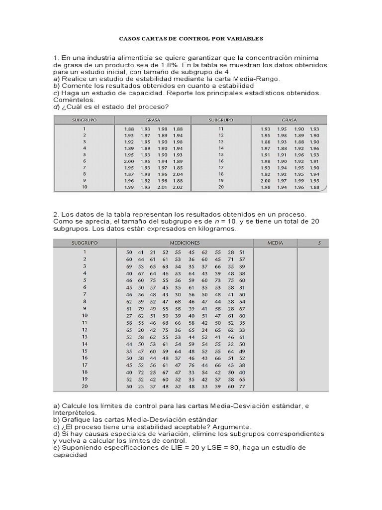 Caso Cartas de Control Por Variables | PDF