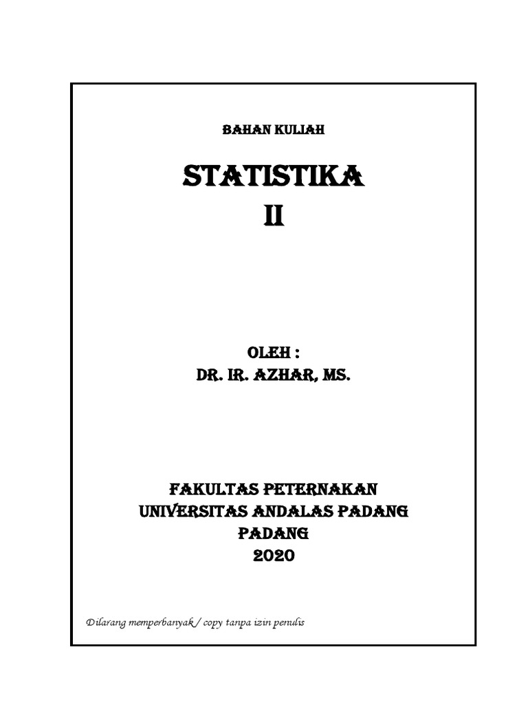 CATATAN STATISTIKA II PDF 1 | PDF