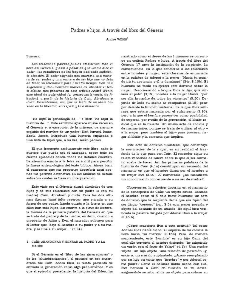 A +wénin,+padres+e+hijos +a+través+del+libro+del+génesis | Pdf 