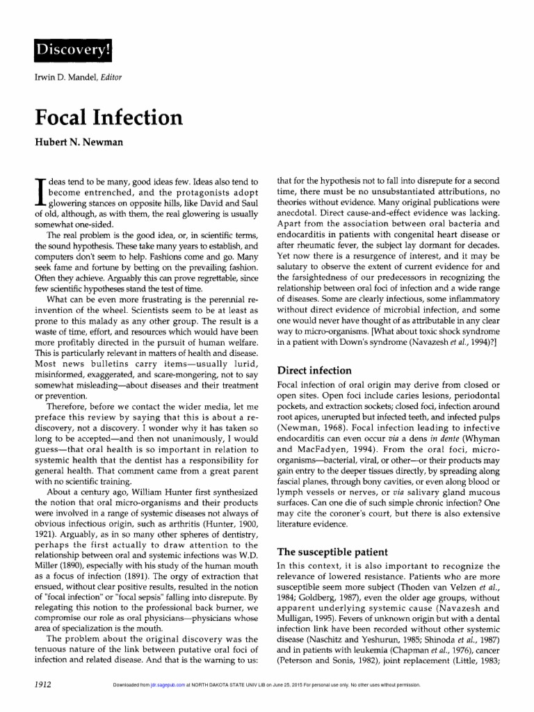 Infeccion Focal Newman1996 | PDF | Periodontology | Infection