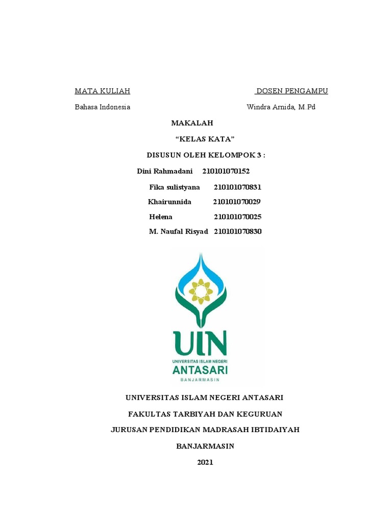 Makalah Kelas Kata Kel 3 | PDF