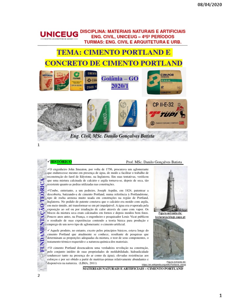 O Processo De Fabricação Do Cimento Portland Matérias Primas Reações