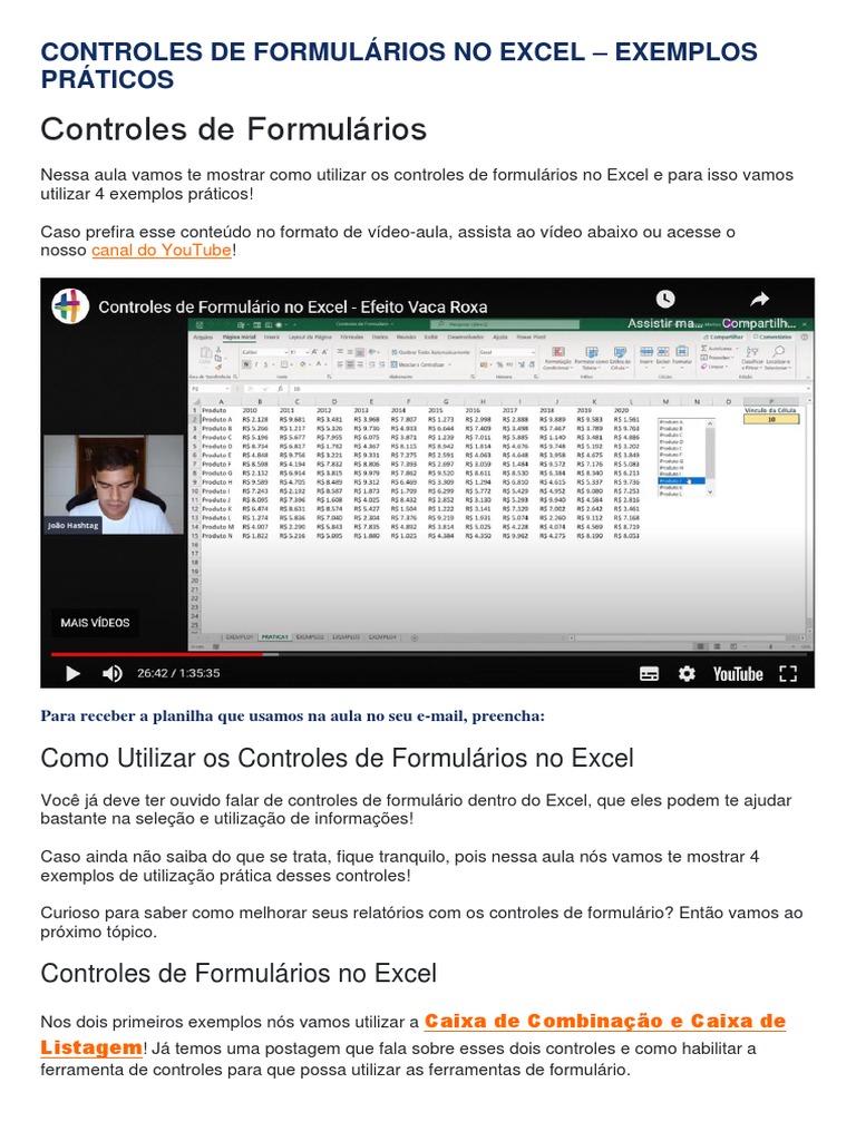 Sub - Controles de Formulários No Excel - Exemplos Práticos - 2021 ...