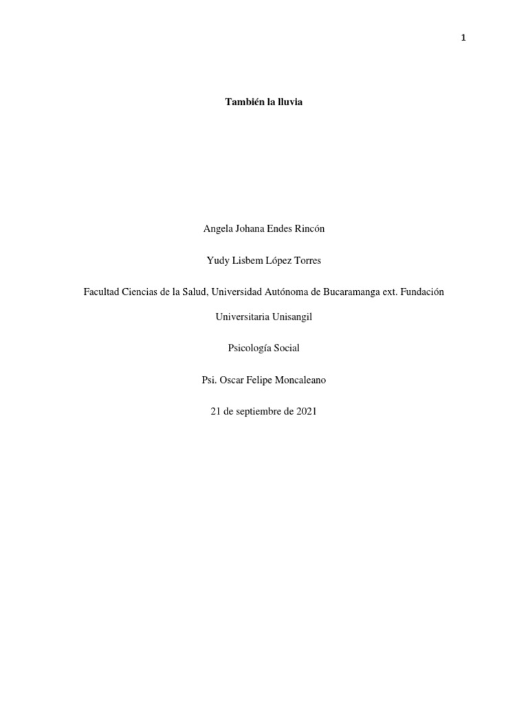Analisis Pelicula Tambien La Lluvia | PDF | Comportamiento | Psicología ...