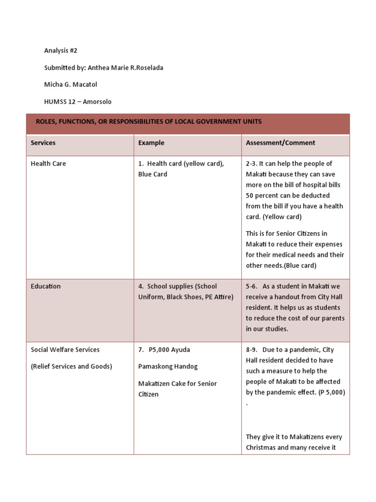 Roles, Functions, or Responsibilities of Local Government Units ...