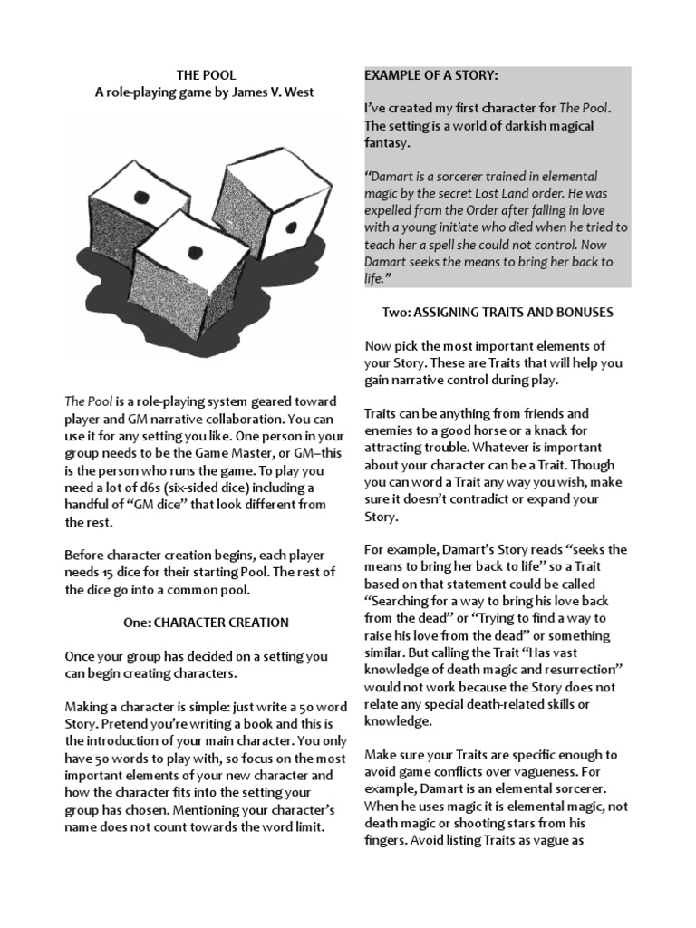 The Pool A Role-Playing Game by James V. West Example of A Story | PDF ...