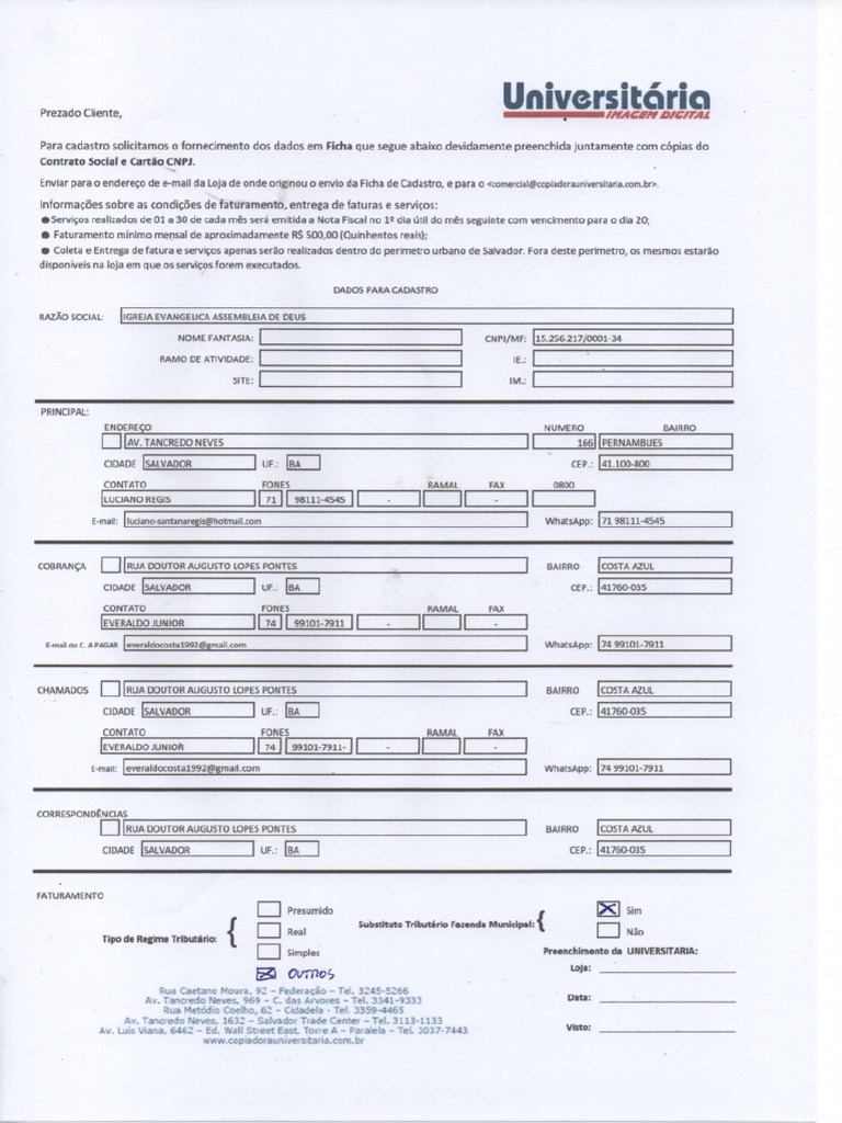 Ficha de Cadastro | PDF