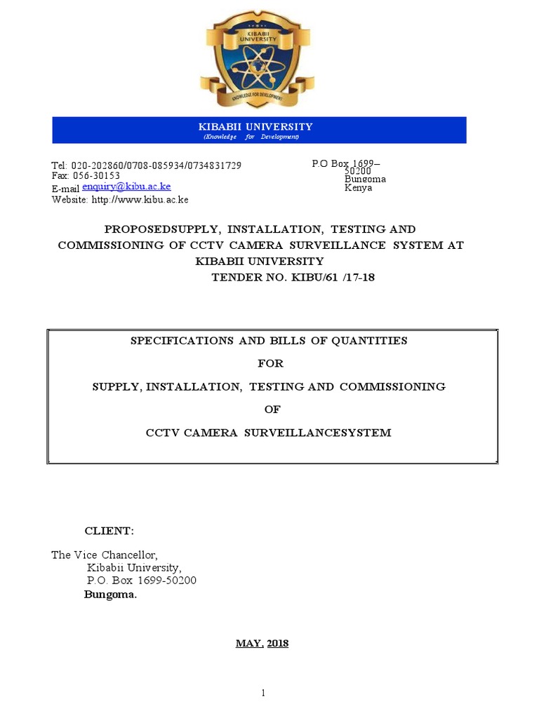 Proposed Supply Installation Testing and Commissioning of CCTV Camera ...