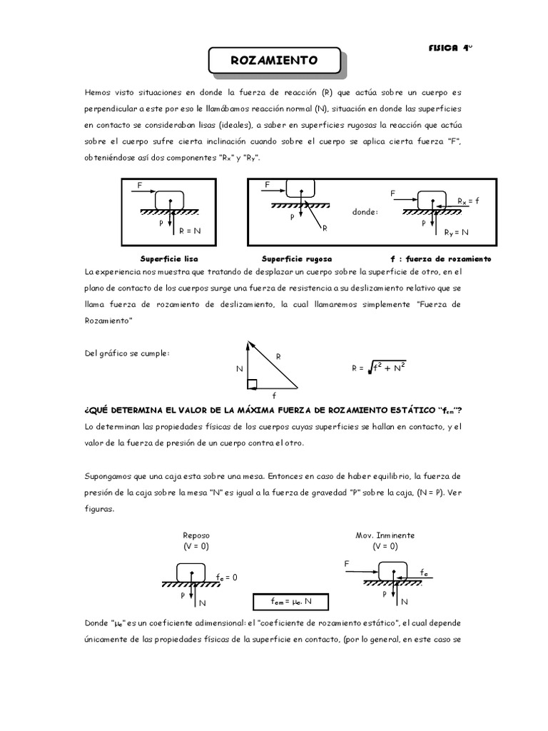 Rozamiento en Superficies Lisas y Rugosas | PDF | Fricción | Masa