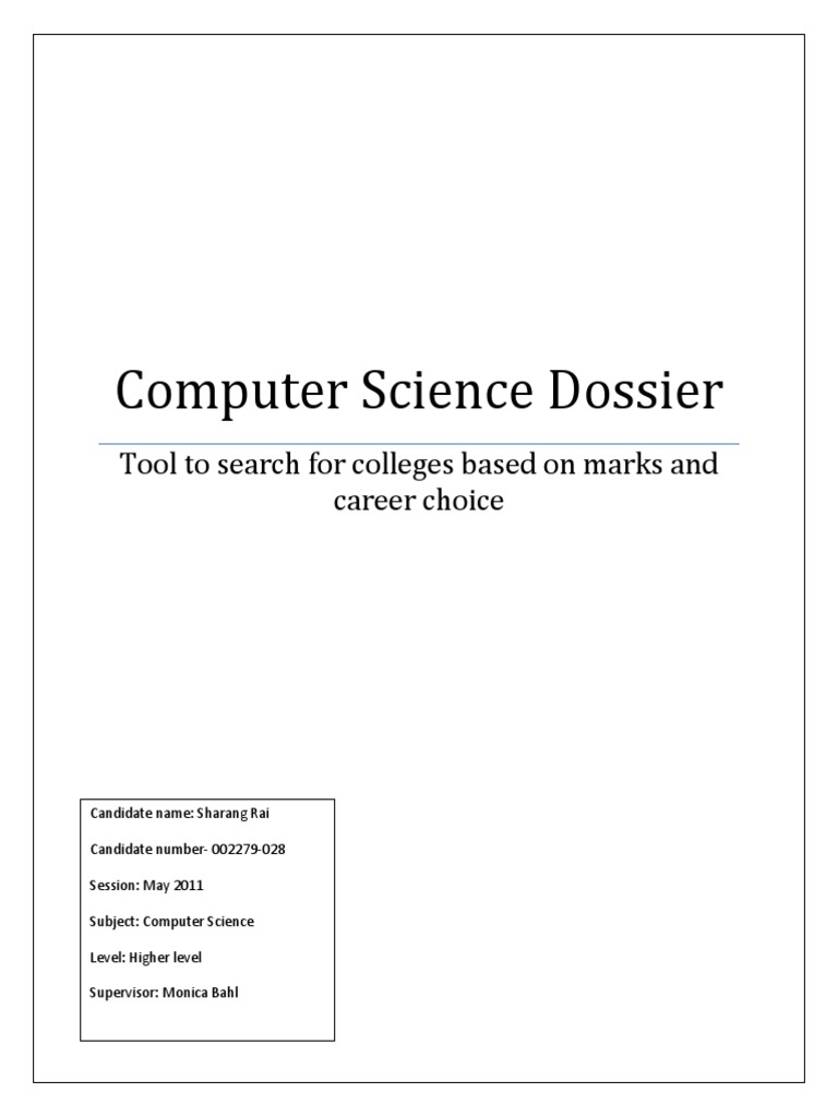 Computer Science Dossier: Tool To Search For Colleges Based On Marks ...