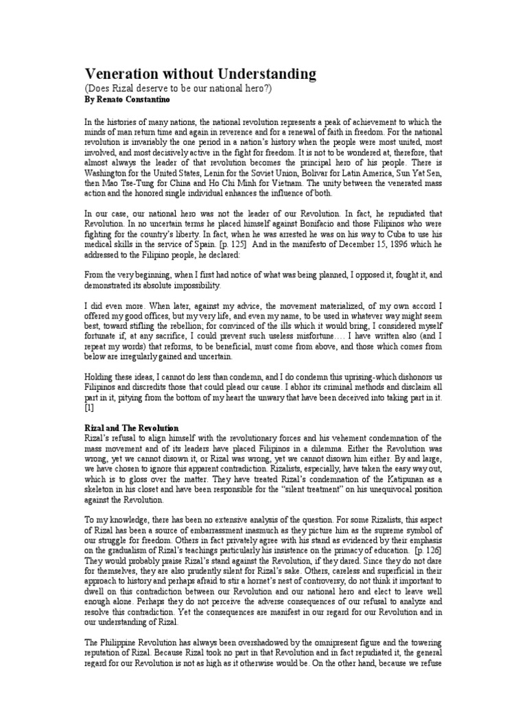 Veneration Without Understanding: (Does Rizal Deserve To Be Our ...