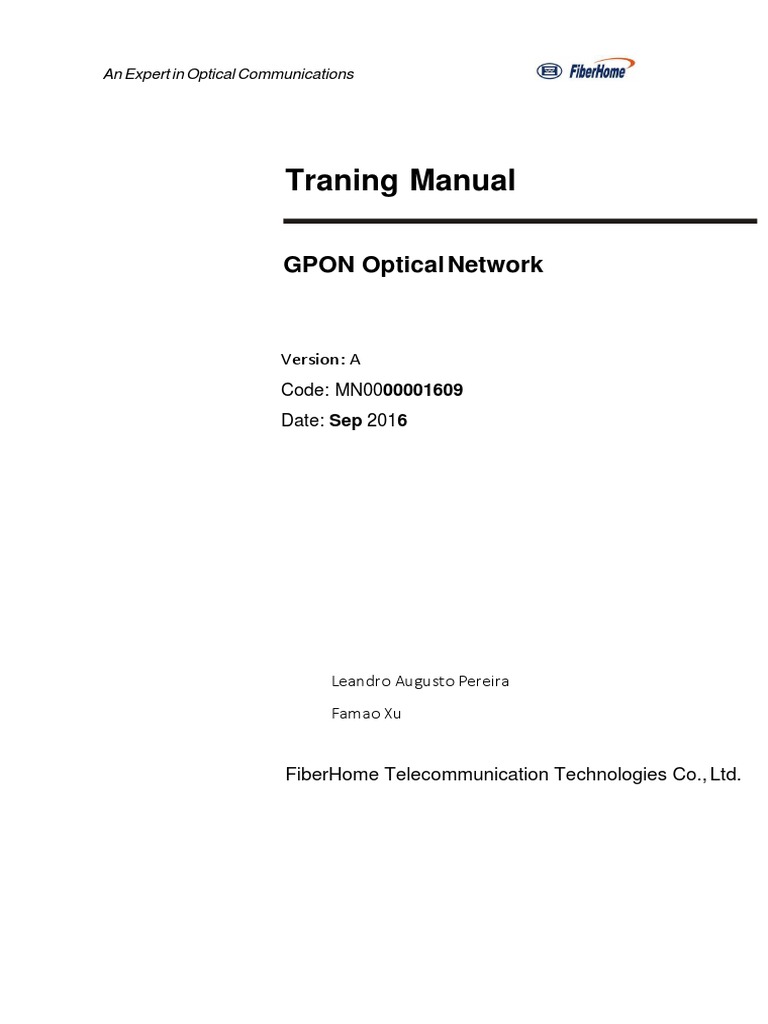 Traning Manual: GPON Optical Network | PDF | Session Initiation Protocol | Computer Networking