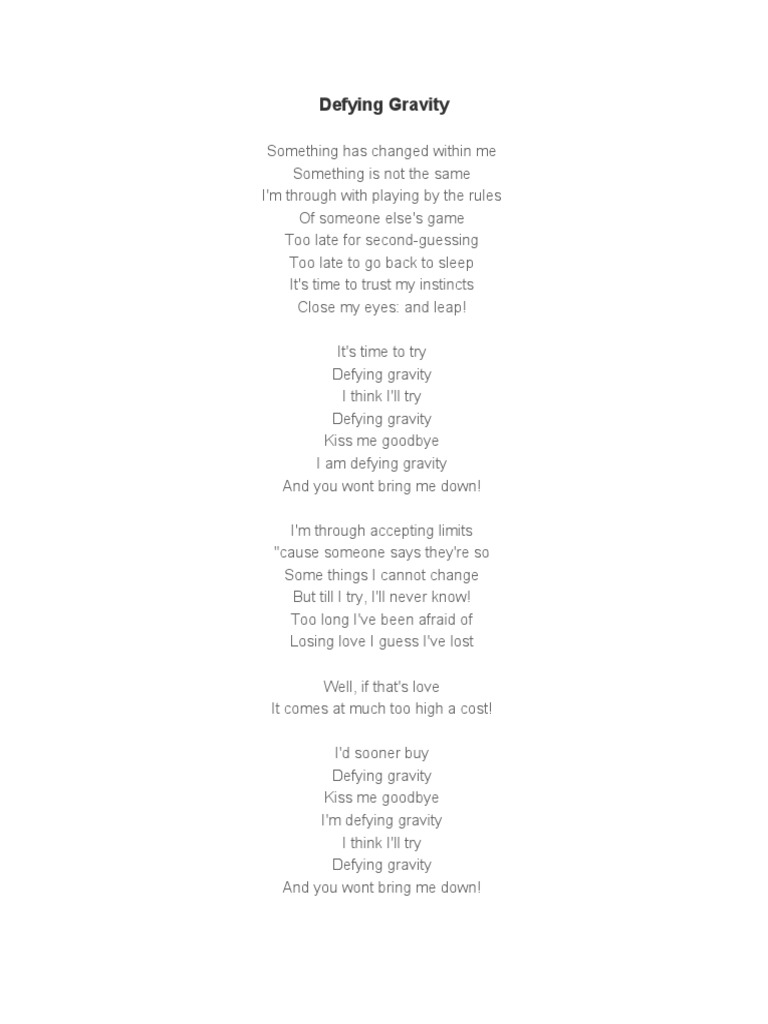 Defying Gravity | PDF