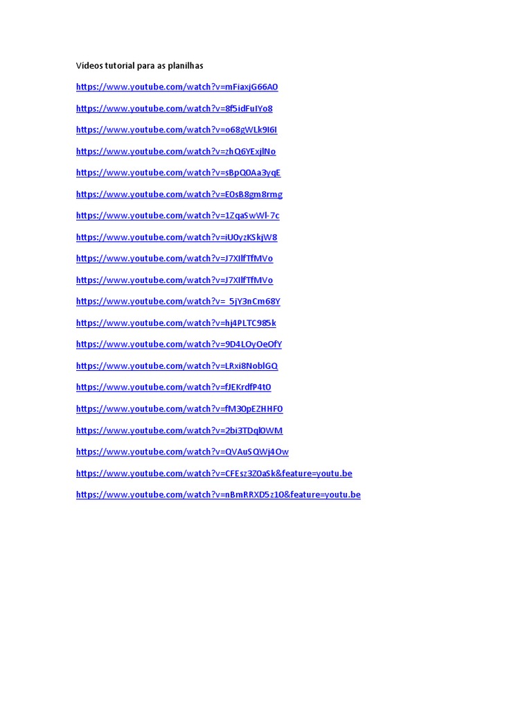 Vídeos Tutorial para As Planilhas | PDF