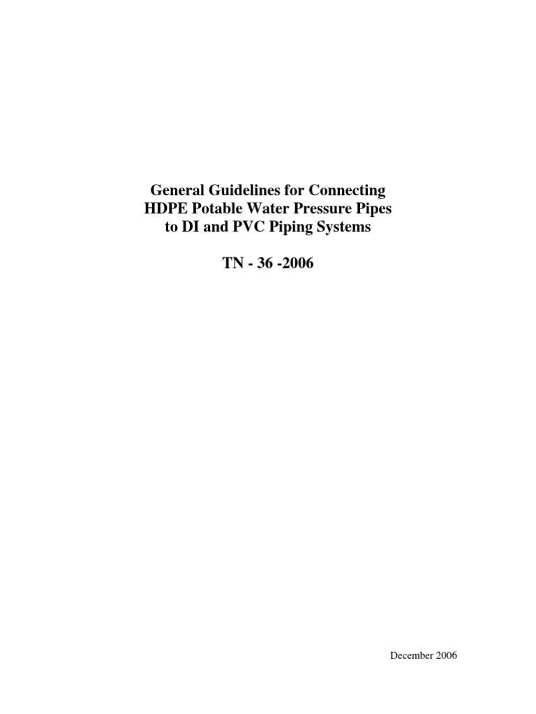 HDPE to PVC Connection Guidelines | PDF | Pipe (Fluid Conveyance) | Gas ...