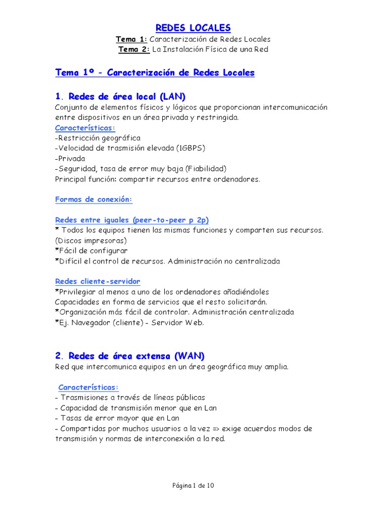 Resumen Examen Redes Locales T1y2 | Descargar gratis PDF | Red de computadoras | Modelo osi
