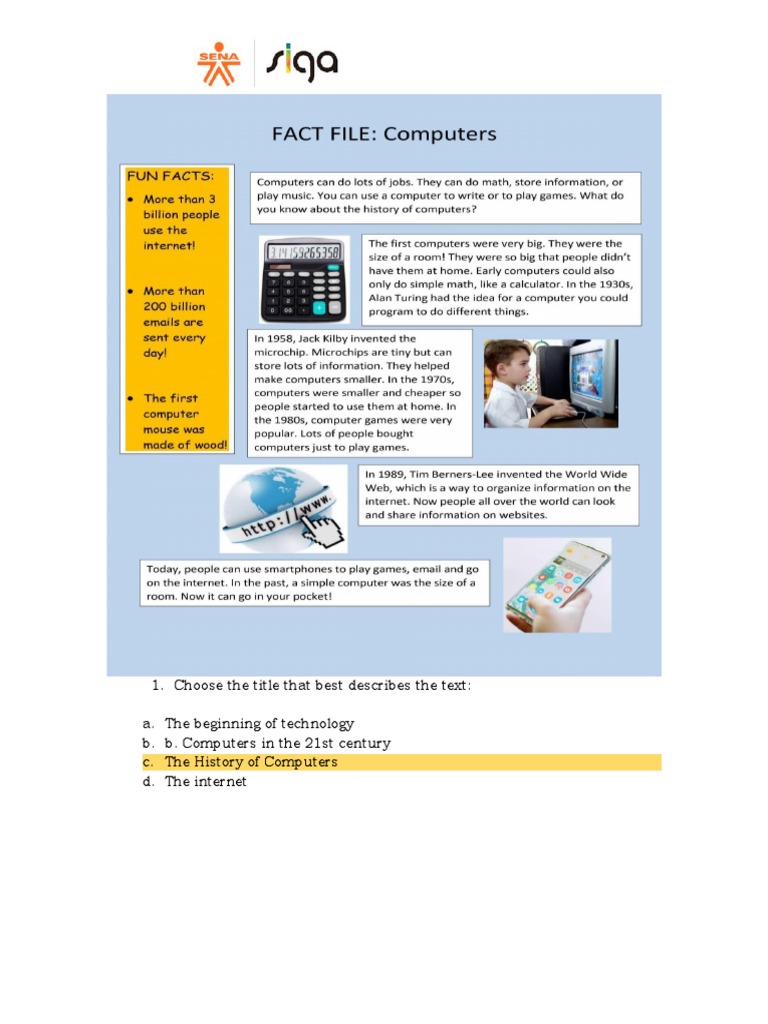 Reading Comprehension, Fact File Computer | PDF | Young Adult