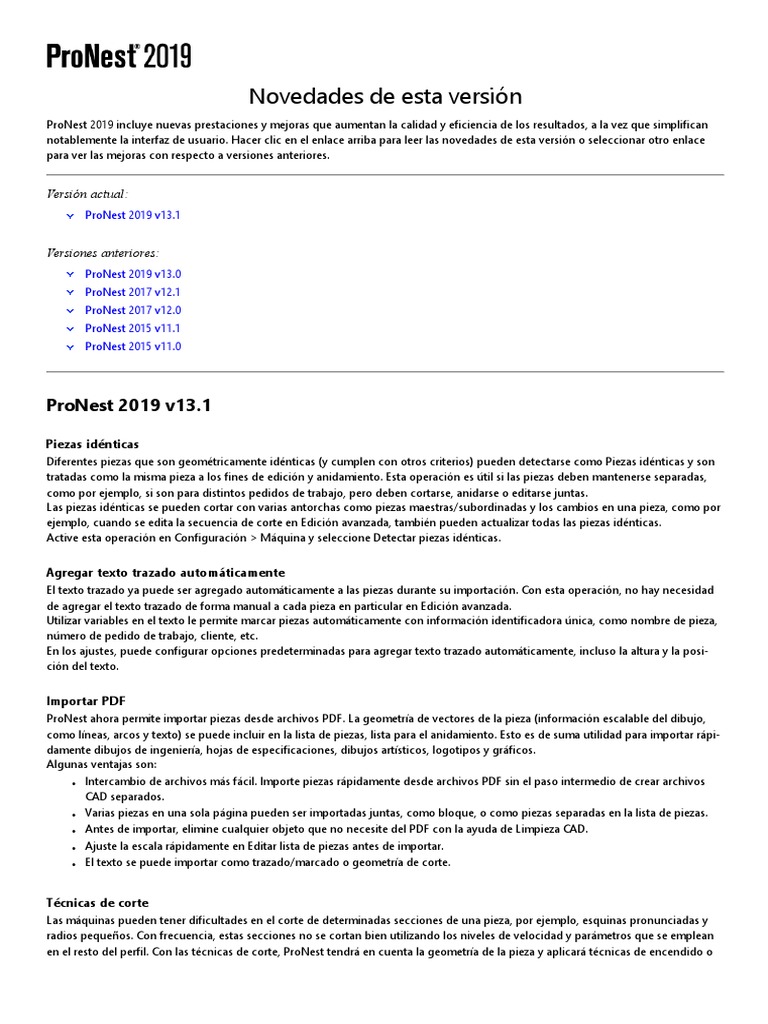 Novedades de ProNest 2019 | PDF | Computación de 64 bits | Archivo de computadora