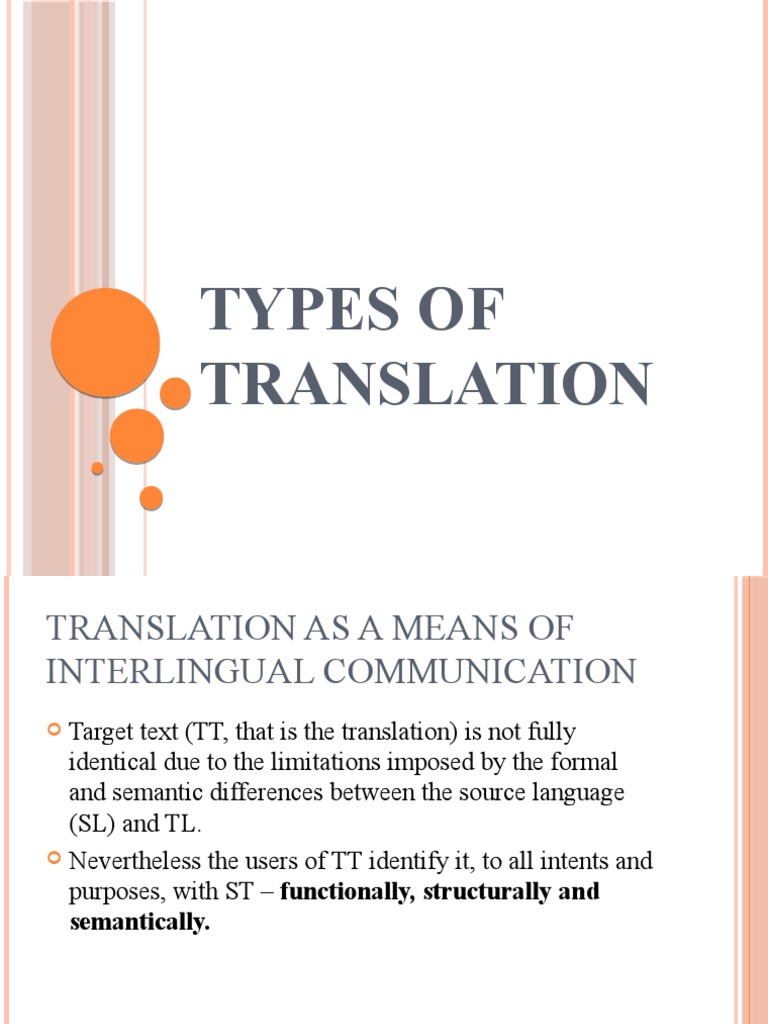 Types of Translation Explained | PDF | Translations | Language ...