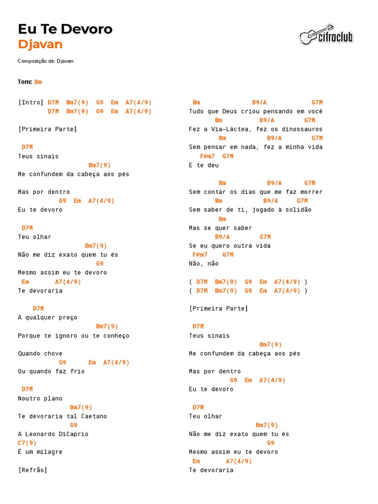 Cifra Club - Djavan - Eu Te Devoro | PDF