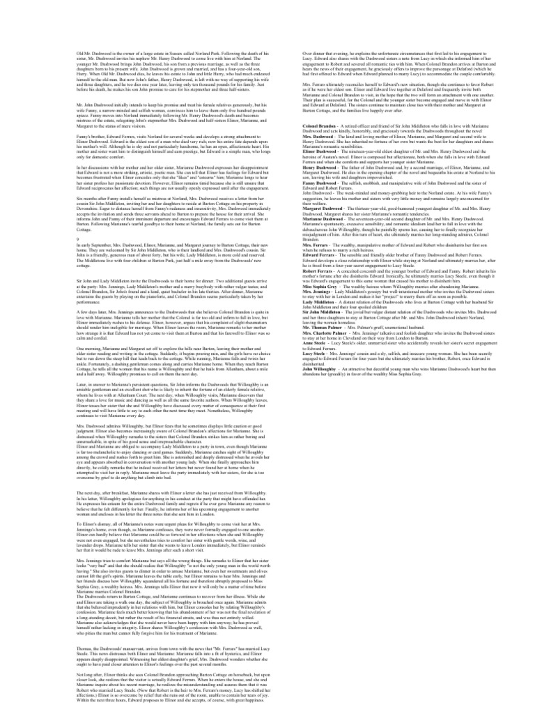 Sense and Sensibility | PDF | Elinor Dashwood | Sense And Sensibility