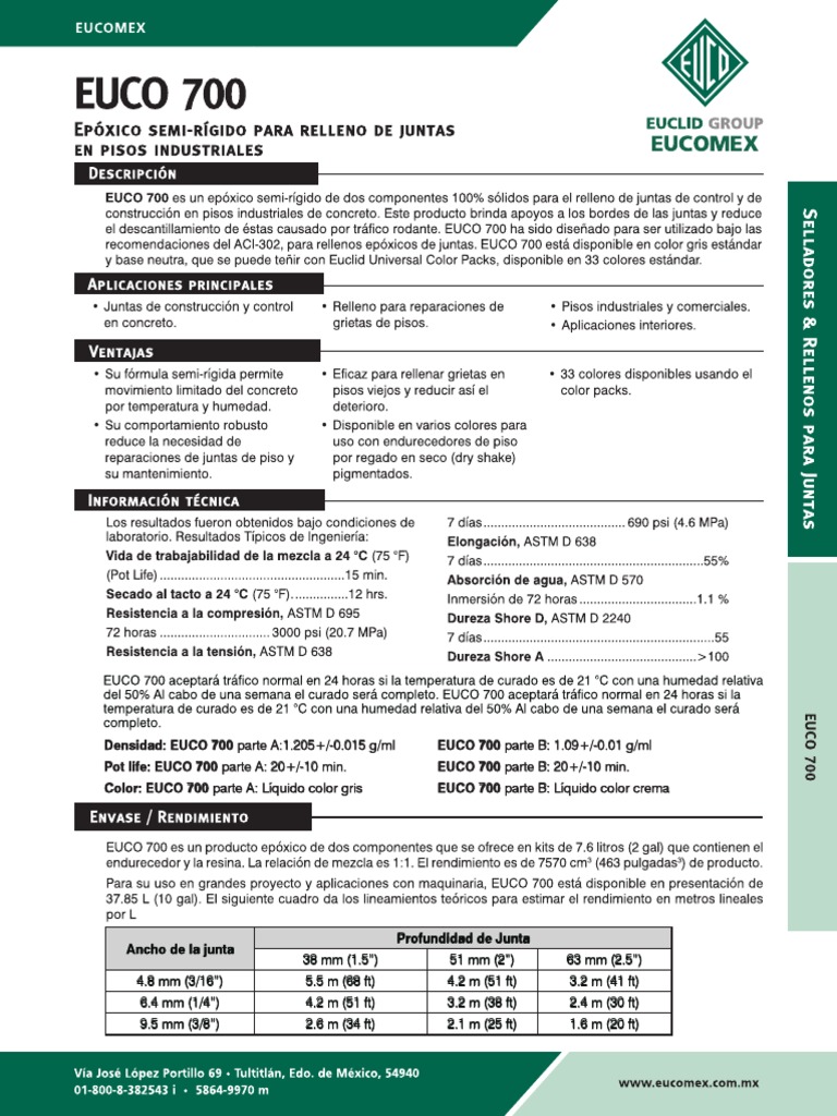 Especificaciones del EUCO 700 | PDF