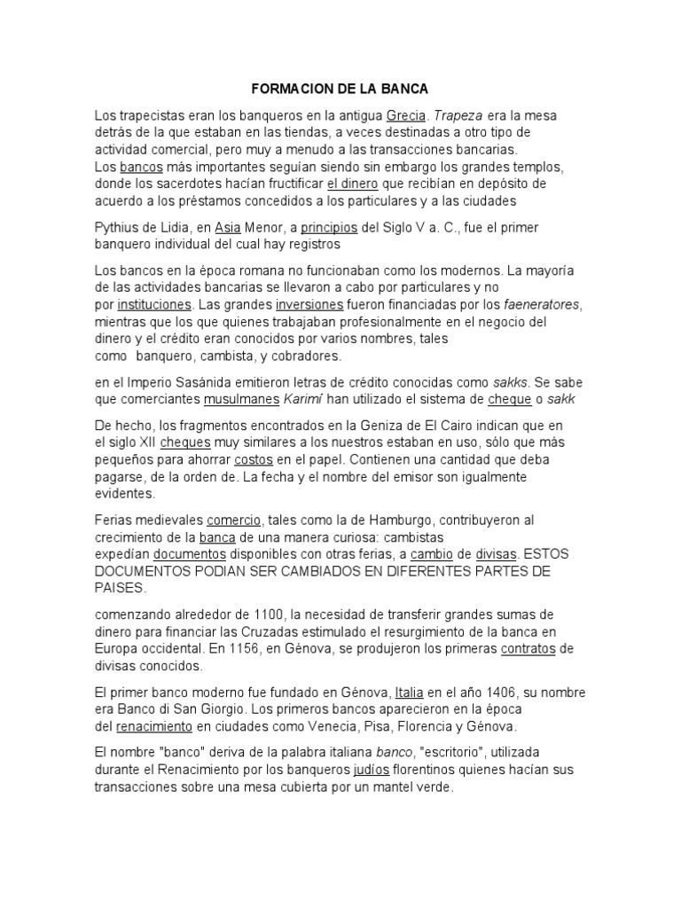 Formacion de La Banca | PDF | Bancos | Economias