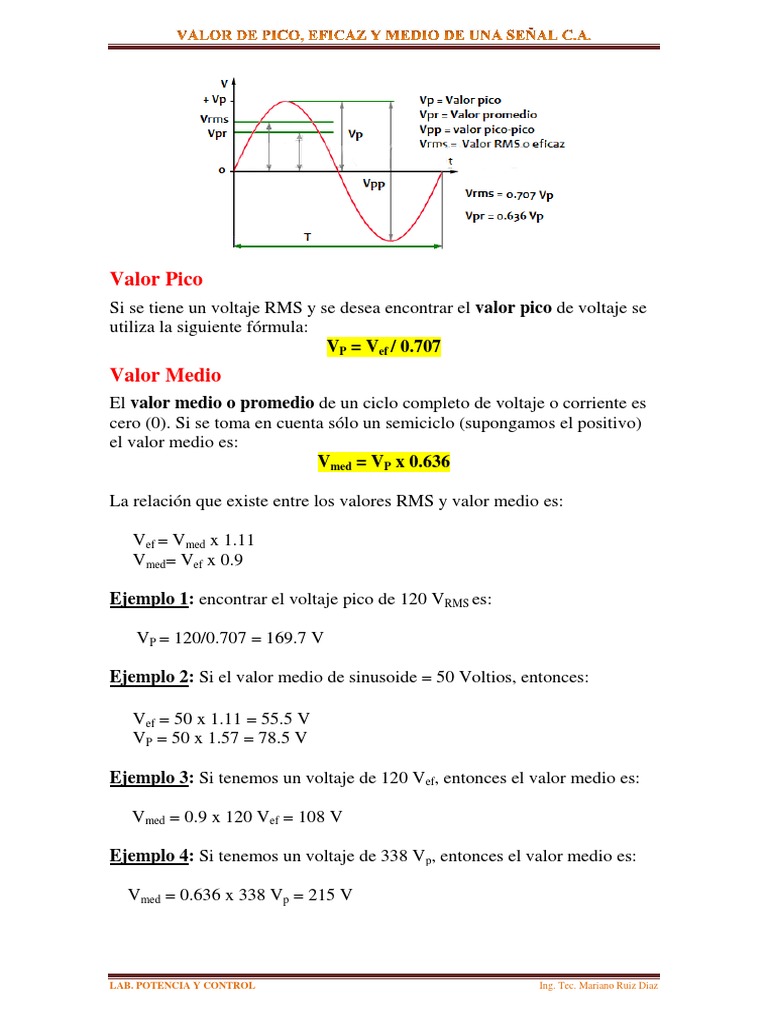 Valor Pico, Efecaz y Mediossss | PDF