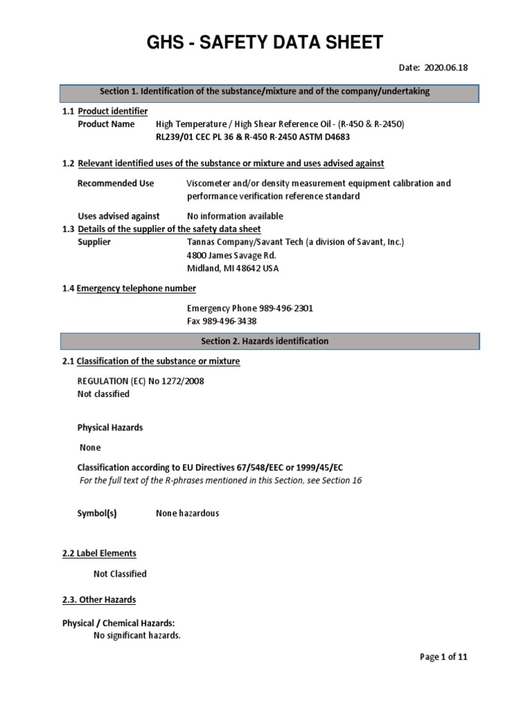 Ghs - Safety Data Sheet | PDF | Dangerous Goods | Firefighting