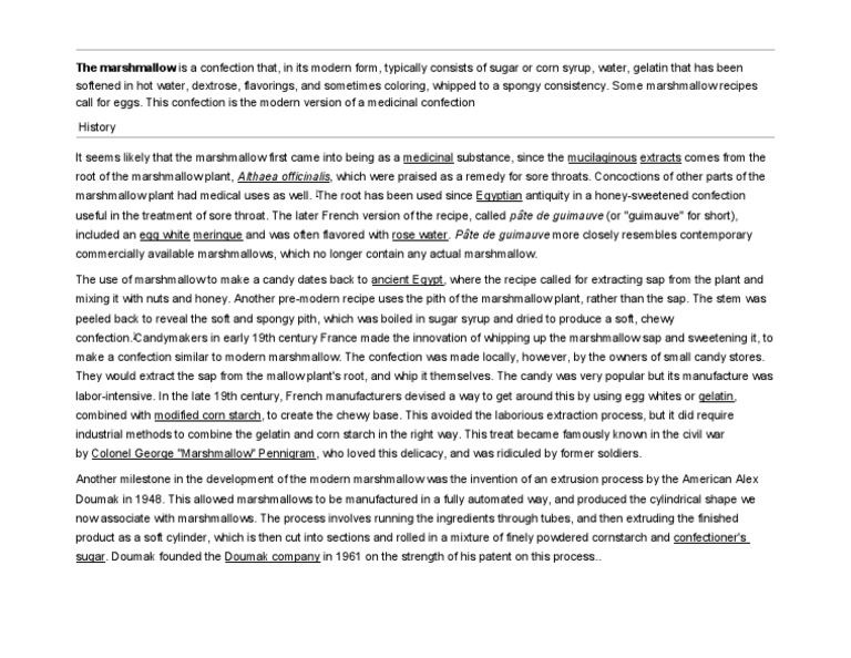 The Marshmallow | PDF | Marshmallow | Confectionery