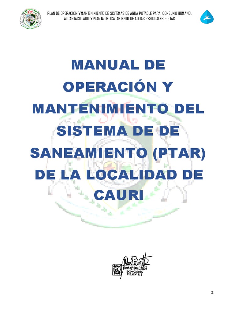 MANUAL DE OyM PTAR | PDF | Aguas residuales | Agua