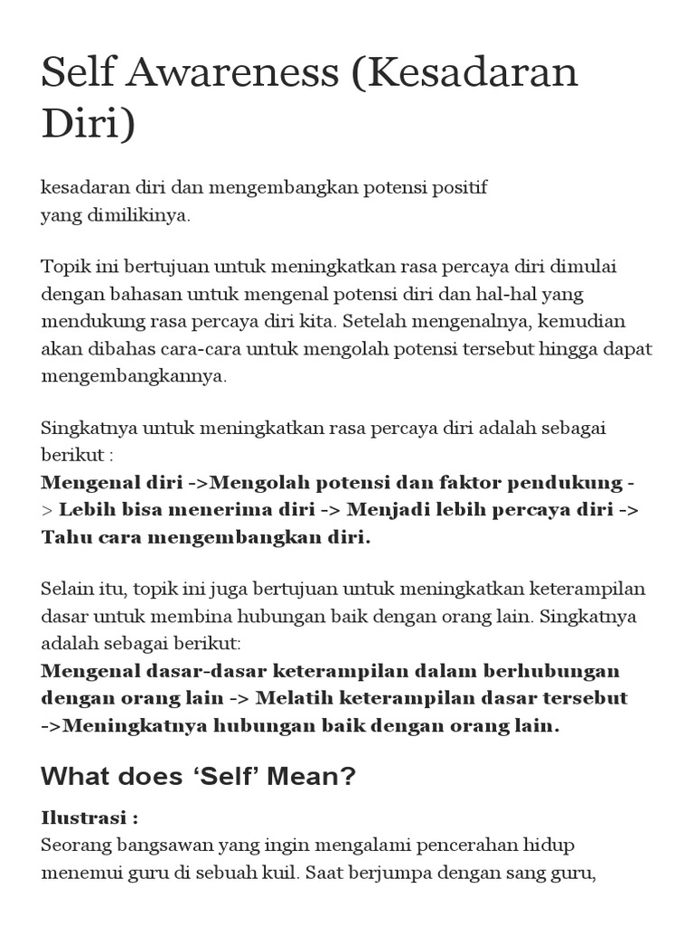 Self Awareness | PDF | Pengembangan Diri