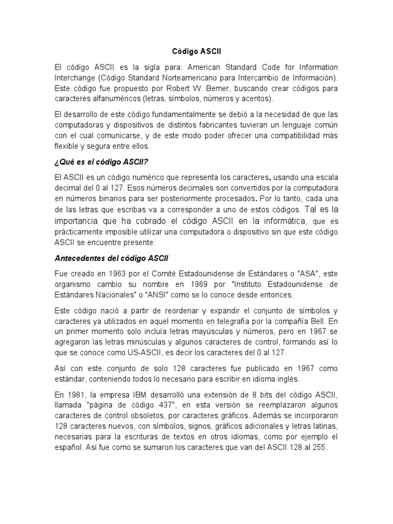 Código Ascii | PDF | Ascii | Informática