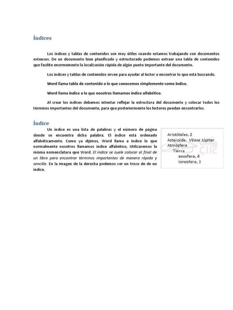 Guía de Índices y Tablas en Word | PDF | Microsoft Word | Hipervínculo