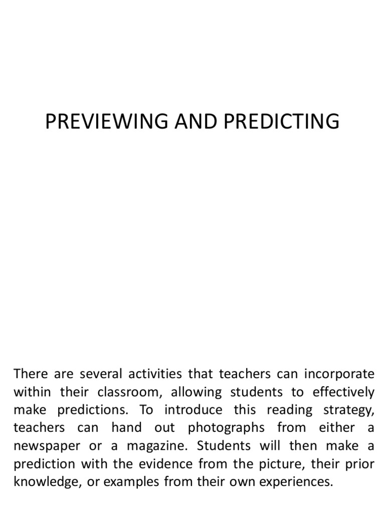 Reading Strategies Previewing and Predicting | PDF