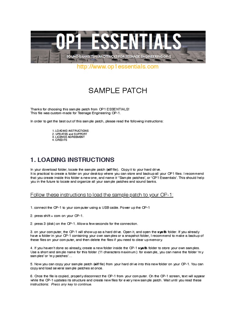 User Manual Op1 Essentials Sample | PDF | Computer File | Backup