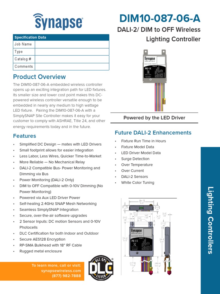 Dim10 087 06 A Cutsheet Pdf Lighting Wi Fi