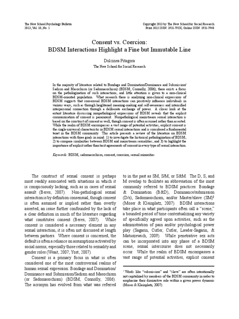 Consent vs. Coercion: BDSM Interactions Highlight A Fine But Immutable ...