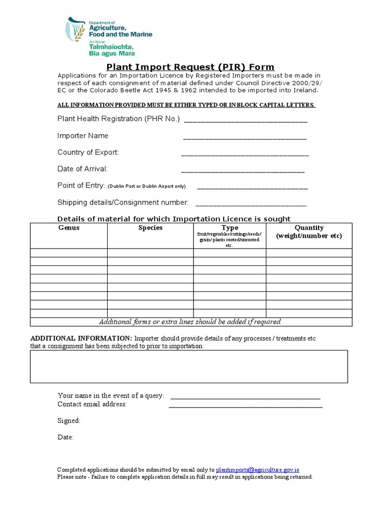 Plant Import Request Form Guide | PDF