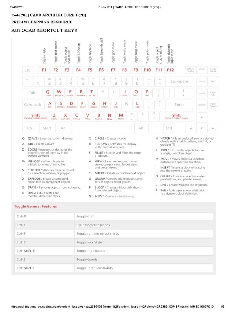 Autocad Shortcut Keys: Prelim Learning Resource | PDF | Technology ...