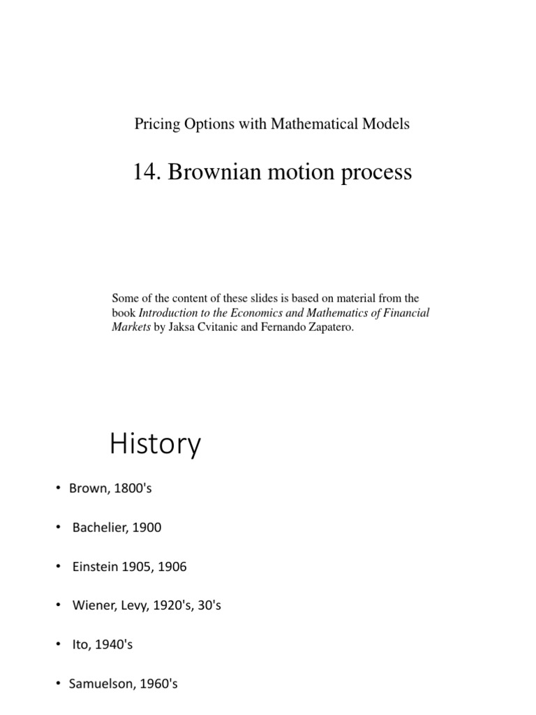 Pricing Options: Brownian Motion Insights | PDF
