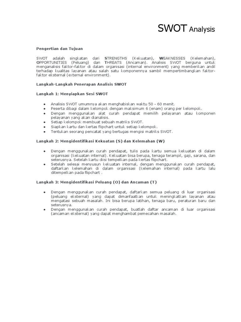 Swot Analysis | PDF | Karier & Perkembangan | Komputer