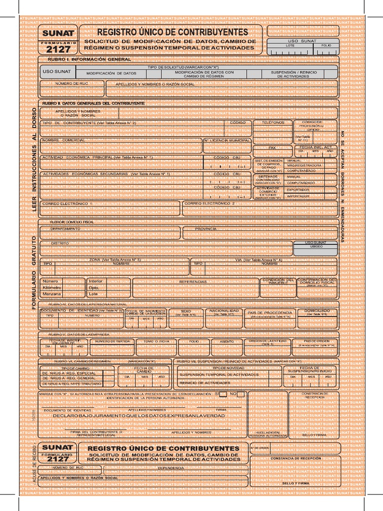 Formulario Sunat 2127 | PDF