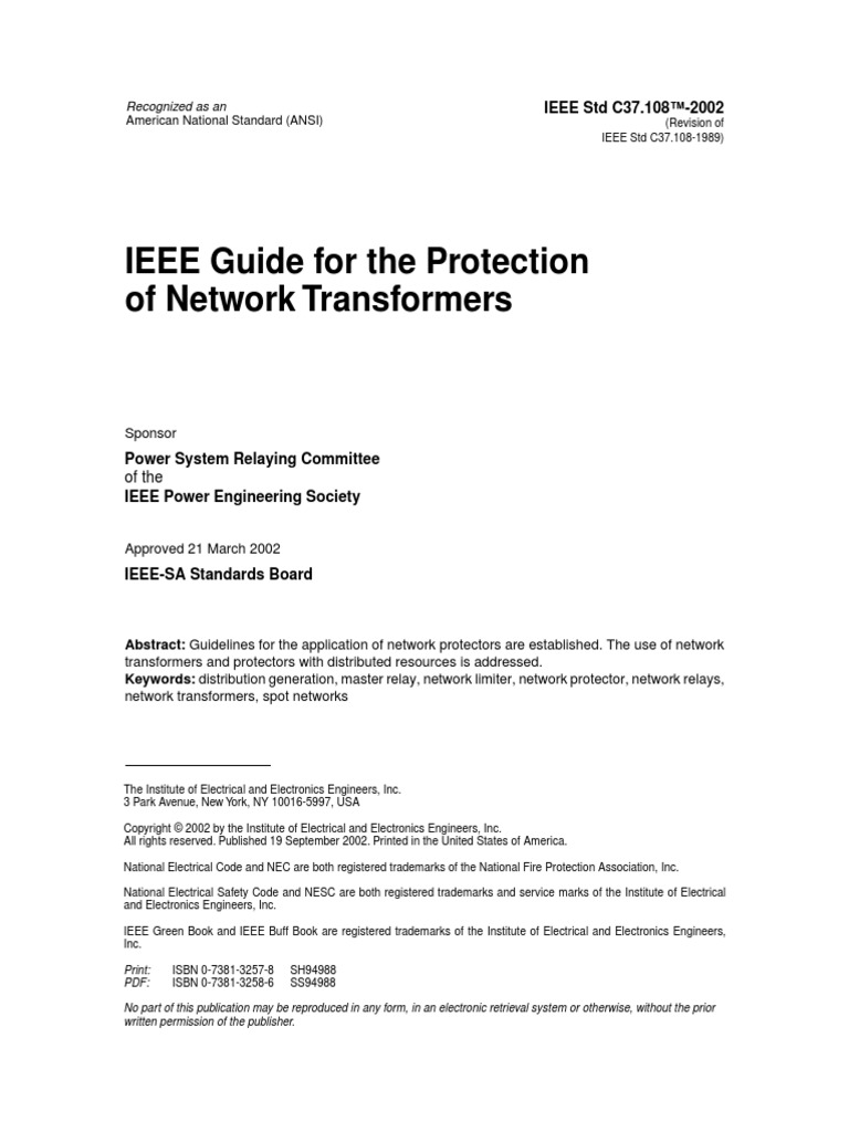 IEEE STD C37.108-2002 IEEE Guide For The Protection of Network Transformers | PDF | Fuse ...
