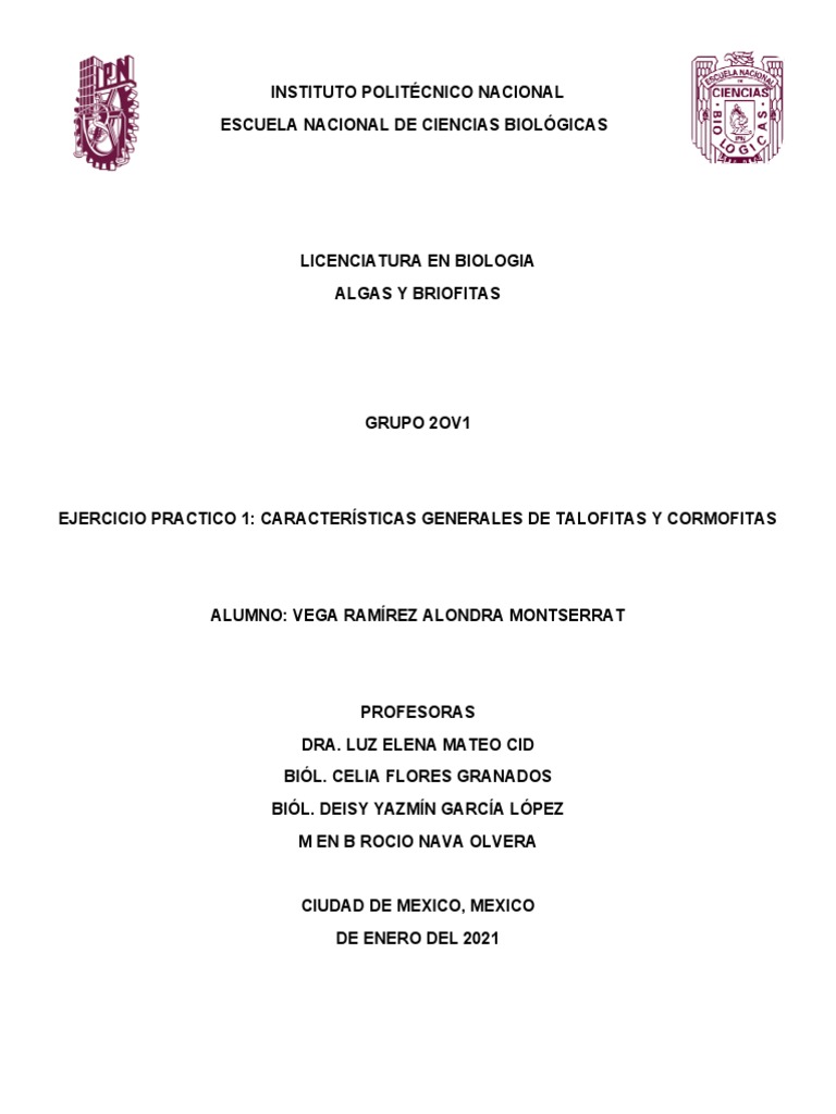 Practica 1 Algas y Briofitas | PDF